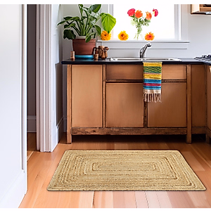 COTTON CRAFT Braided Jute Area Rug - 100% Jute Handspun Chunky Textured Neutral Reversible Rug - Throw Rug - Accent Rug Carpet - Rustic Farmhouse Entryway Living Room Bedroom Décor - 22 x 34 - Natural