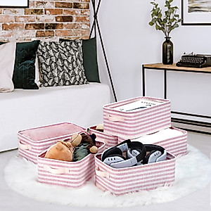 PFFVRP Small Storage Basket 6-Pack, Fabric Storage Bins for Closet, Storage Baskets for Shelves Organizing, Folable Baskets for organizing Clothes, Toys, Books, Gifts (Pink)