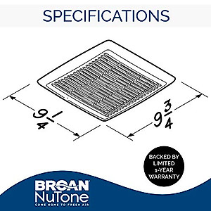 Broan-NuTone FGR101S Replacement Square Bathroom Ventilation Exhaust Fan Grille Cover, White
