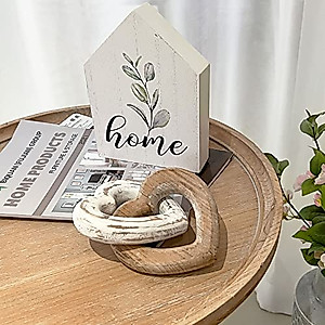 OneSpruce Farmhouse End Tables Living Room, White Accent Table with Wood Pedestal, Round Side Table for Home, Dining or Living Room, Bedroom