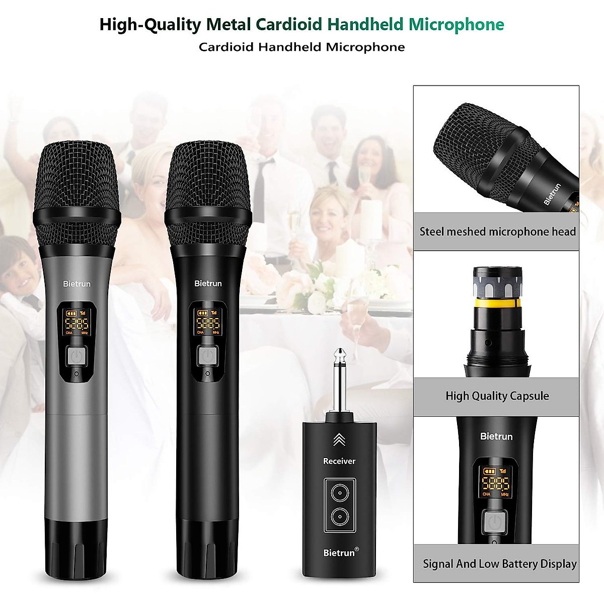 Bietrun Wireless Microphone Portable Storage Case, for Bietrun WXM02 WXM04 WXM19 WXM21, Dual Mic Bag with EVA Hard Shell Exterior, Case Only, for Travel Outing Handheld