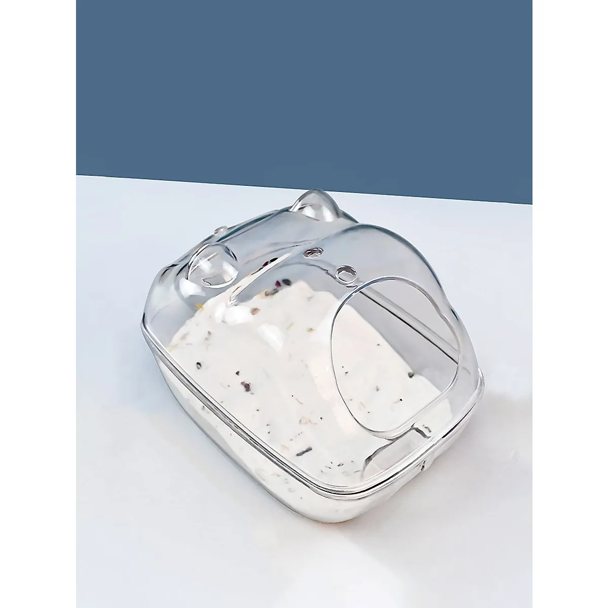 QWINEE Hamster Sand Bath Tub Transparent Hamster Toilet Bath Container Cage Accessories for Gerbil Syrian Mouse Chinchilla and Other Small Animals Clear S