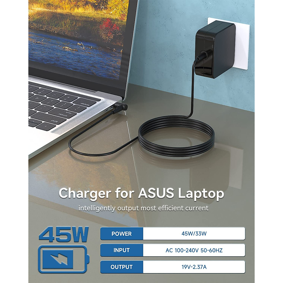 45W 33W AC Adapter Laptop Charger Compatible with ASUS AD883J20 X540S X540L Q504U Q302L X553M UX360C Q200E C300S C300M Q200E Q502LA Q302U X200MA X541NA ZenBook UX305 UX330 UX330U UX360