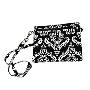 RoomForLife - Trendy Crossbody Quad Zipper Bag - Color : Damask Black - Handbag - Purse - Compact bag