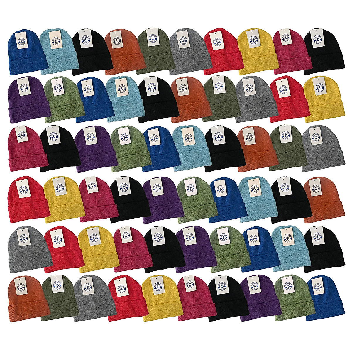 60 Pack of Yacht & Smith Wholesale Beanies Bulk Thermal Winter Hat (12 Pack Bright Colors)
