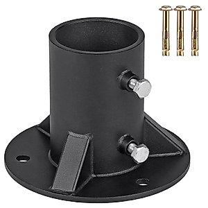 Insaga Chain Link Fence Pole Floor Flange, 2.5" Base Flange, Heavy Solid Fence Post Concrete Mount for Holding The Fence/Mailbox/Flag Round Posts(OD 2-3/8''), Bolts/Side Screws are Included, 1Piece