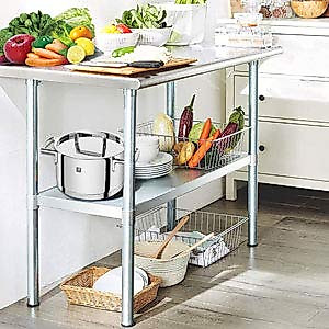 Nurxiovo Work Table Kitchen Prep Workbench Stainless 24 x 48 Commercial Prep Table for Shop Home Industrial Restaurant Food Preparation