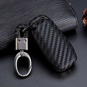 Royalfox(TM) 4 5 buttons carbon fiber silicone smart keyless entry remote Key Fob case Cover for Ford Mustang F-150 F-450 Explorer Taurus Fusion Edge ,Lincoln MKZ MKC MKX (black)