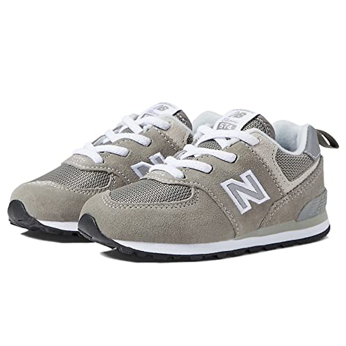 New Balance Baby Boys 574 Core Bungee Sneaker, Grey/White, 3 Infant