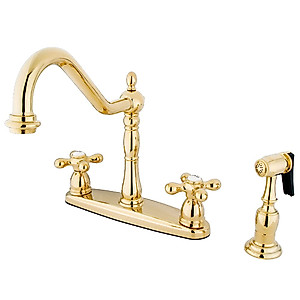 Kingston Brass KB1752AXBS Heritage 8-Inch Centerset Kitchen Faucet, Polished Brass