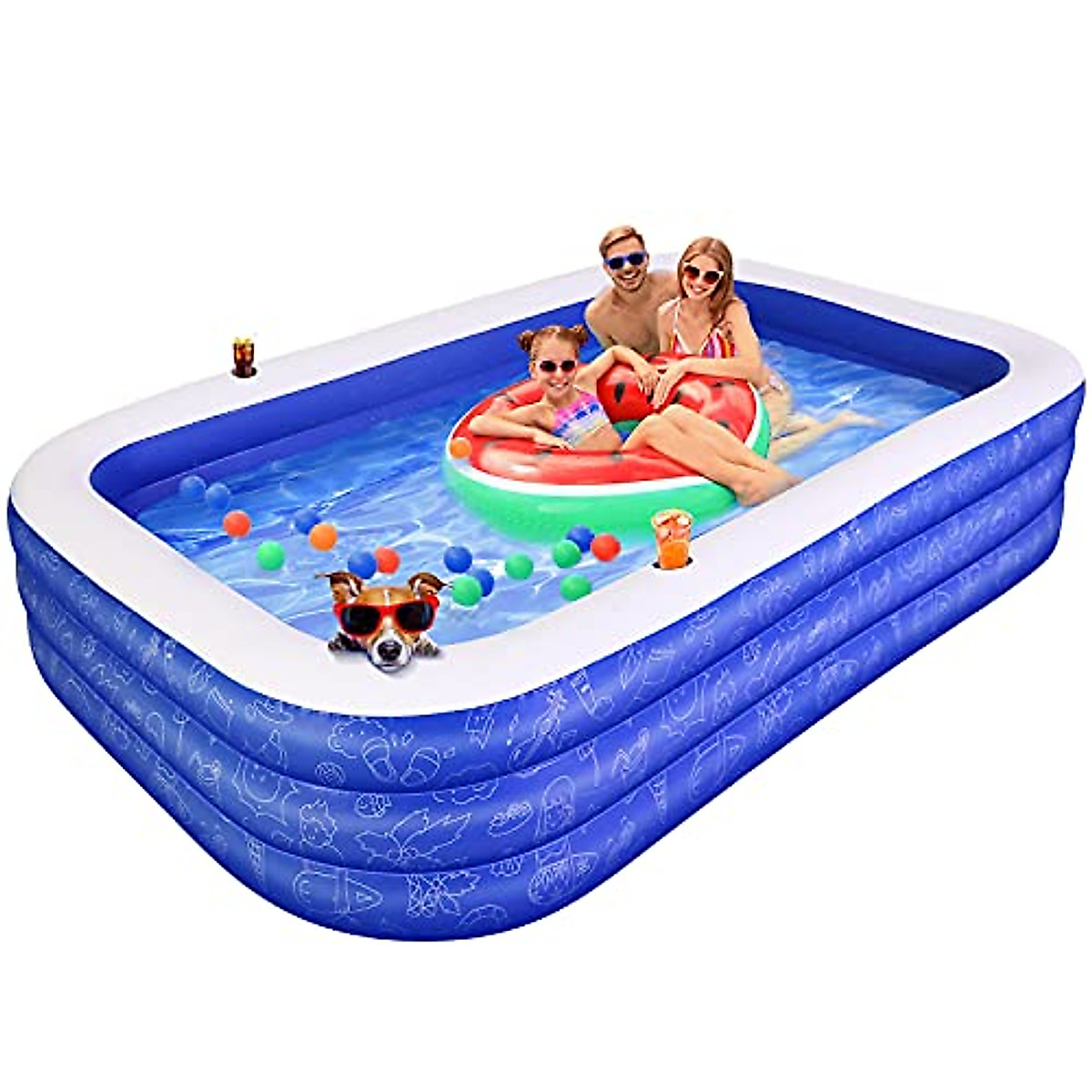 Inflatable Swimming Pool for Kids,120"x72"x22" Full-Sized Family Swim & Ball Pool for 2 3 4 5 Years Old Kids and Adults, Summer Swim Center for Garden and Backyard