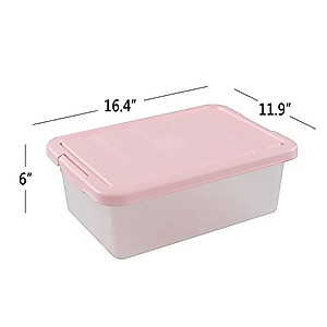 Vcansay 14 Quart Plastic Storage Box, Lidded Storage Bins, 2 Packs