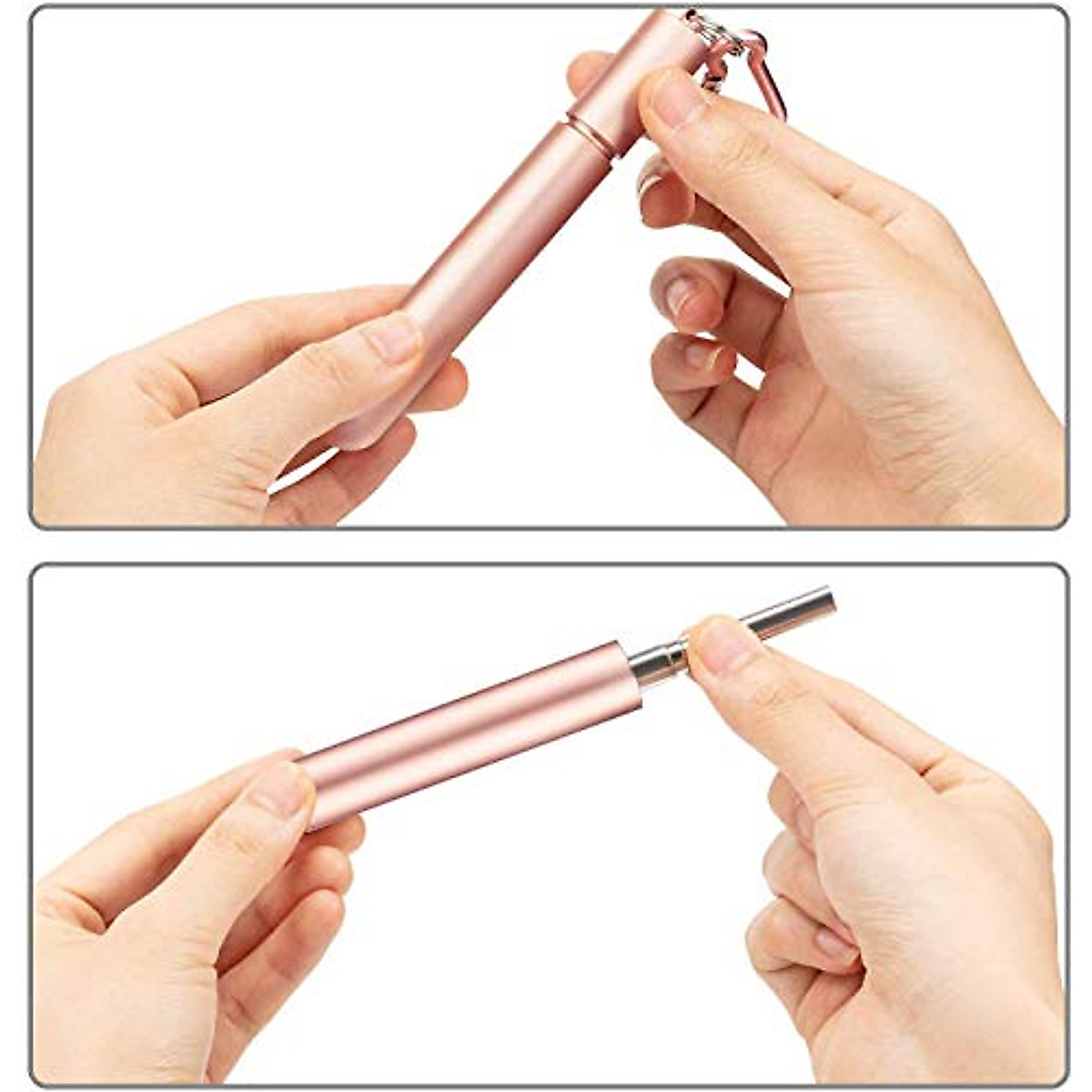 Collapsible Reusable Telescopic Metal Straws 3 pack Stainless Steel Brush Drinking Straws Foldable Straw Mix (Rose, Black, Silver)