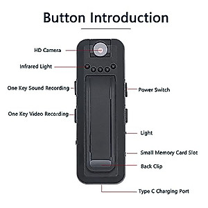 Hilitand Clip on HD Camera, Wearable Multifunctional Mobile Detection Camera with Built in Battery for Voice Recording Taking Photo