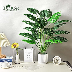 Der Rose 28" Fake Plants Large Artificial Monstera Faux Plants Indoor Tall for Floor Home Office Farmhouse Bedroom Decor