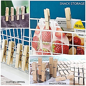 Loliyas Clothes Pins, Bamboo Wooden Clothespins Wood Clips, 40 Pack 2.4 Inch Small Close Pins Clothing Pins Clothes Pegs for Photos Crafts Pictures Baby Hanging Clothes Clothesline Laundry Clip