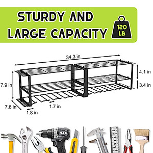 POSHGRAND Power Tool Organizer, 8 Drill Holder Wall Mount, 3 Layers Garage Tool Organizers and Tool Storage Rack, Heavy Duty Metal Tool Shelf for Screwdriver Plier Hammer Holder 17.15" 2 sets