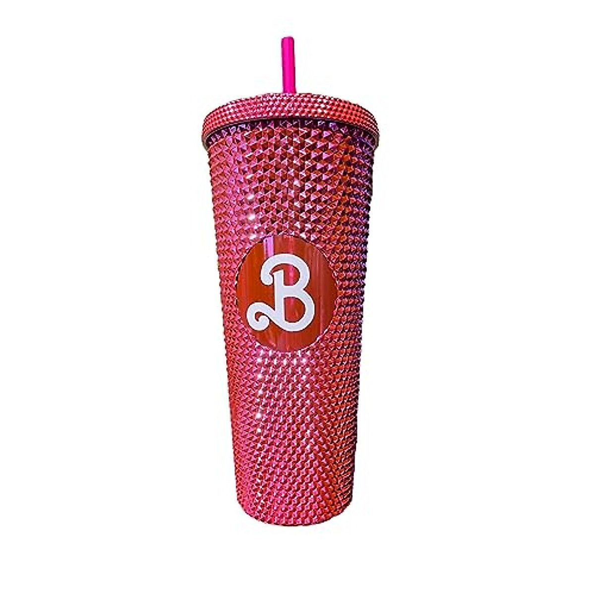 CAKEASY Pink Studded Tumbler, Bling Bling Pink Cup, 24oz Girls Water Bottle With Straw, The Movie Merch, Travel Mug for Women and Men, Cupholder Friendly, for Home, Office, Outdoor