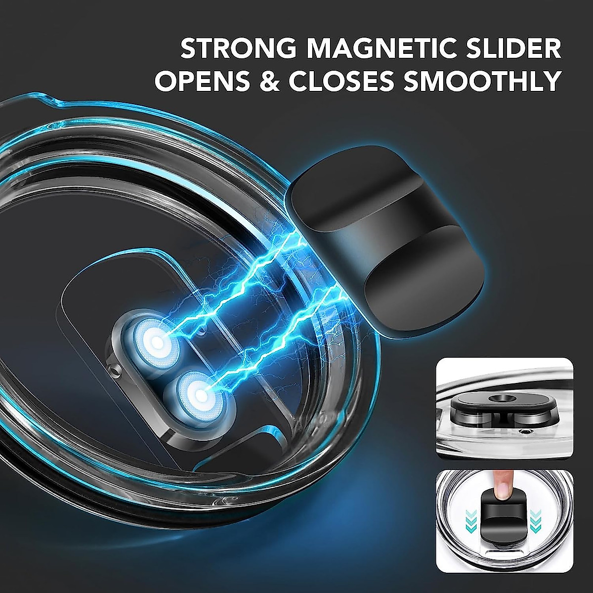 2 Pack 20 oz Magnetic Tumbler Lid, Replacement Lids Compatible for YETI 20 oz Tumbler, 10/24 oz Mug and 10 oz low ball, Magnetic Slider Switch Spill Proof Tumbler Cover, BPA Free (20oz 2pack)