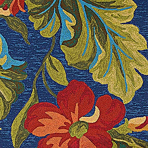 Couristan Covington Tropical Orchid Indoor/Outdoor Area Rug, 5'6" x 8', Azure/Forest Green/Red