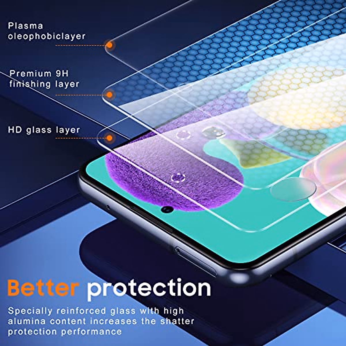 UniqueMe [3 Pack] for Samsung Galaxy A51 Screen Protector, 9H Galaxy A51 Screen Protector Tempered Glass Screen Cover [Case Friendly][Alignment Frame Installation] Bubble Free