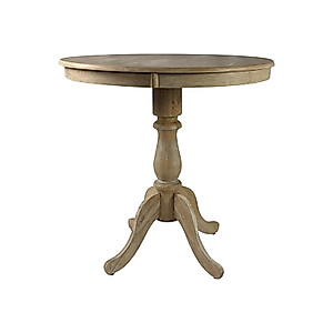 Carolina Classic Fairview 36" Round Pedestal Bar Table in Natural Driftwood