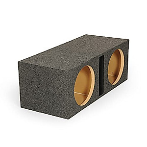 Q Power QBASS Dual 12 Inch Heavy Duty MDF Material Car Audio Subwoofer Enclosure Boxes with Shared Slot Port Vent and Dual Chamber Design, Charcoal