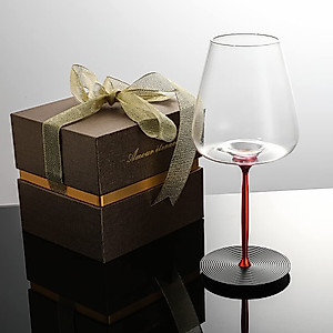 SIYOUKI Shakeable Dancing Wine Glasses crystal Red wine glass,17 Ounce, Hand Blown Italian Style Crystal Burgundy wine glass, Gift-Box for any Occasion (Red)