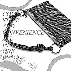 CROWN GUIDE Rhinestone Purse Clutch Purses for Women Wedding Evening Bag Hobo Bags Designer Handbags for Women Formal Prom Party Club Black