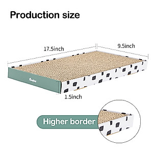 PAWSFANS Cat Scratcher Cardboard Scratch Pad with Box Durable Corrugate Scratching Board Kitty Sofa Lounge Bed Reversible Catnip Included for Indoor Cats,Large (Box, 5pcs)
