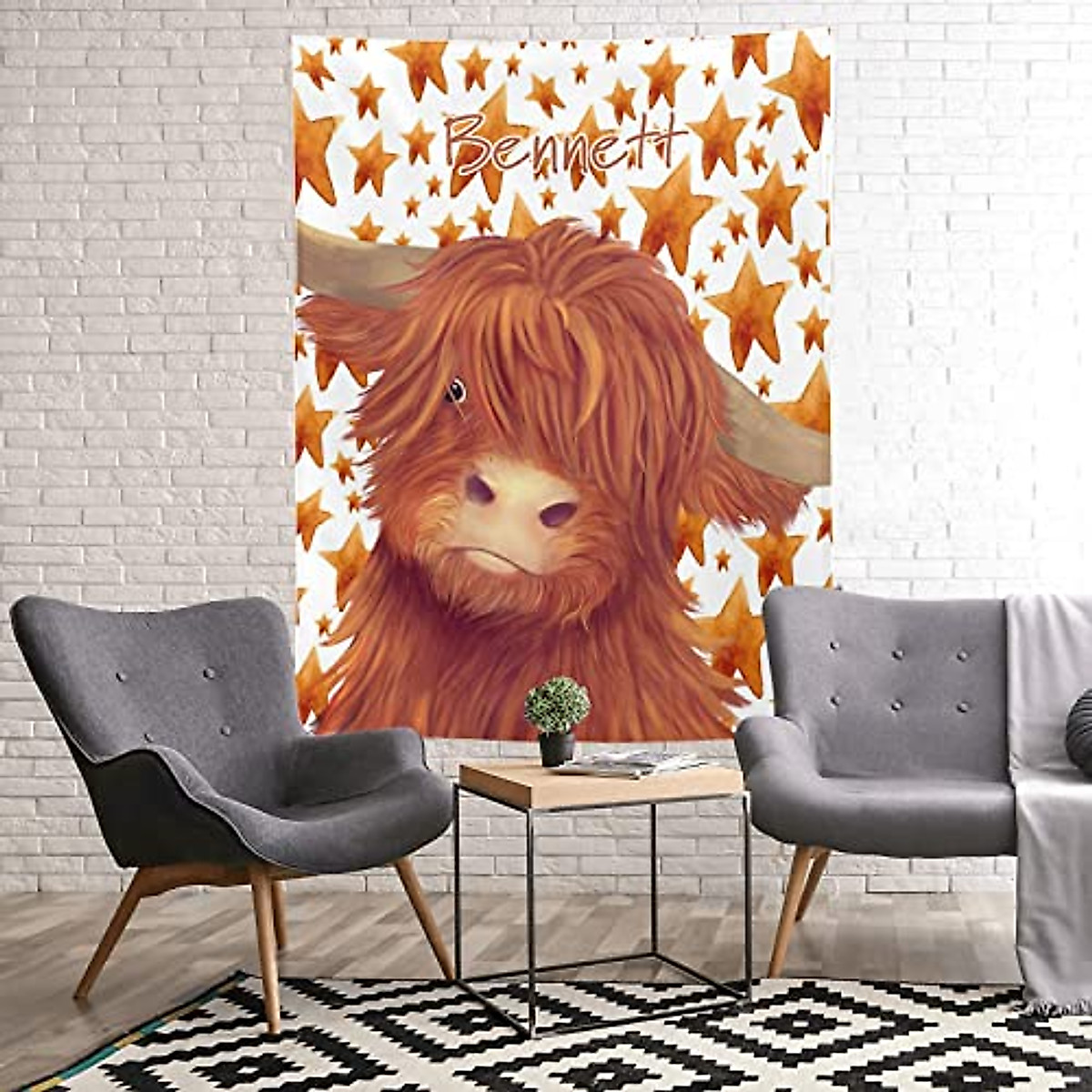 Personalized Funny Cow Star Blanket with Name Text Custom Super Soft Fleece Throw Blankets for Couch Sofa Bed 60 X 80 inches