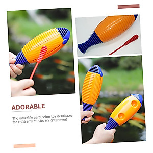 Milisten 5 Sets Fish Frog Percussion Instrument Kids Musical Hand Percussion Wood Maraca Maracas Infant Developmental Percussion Instrument Toy Puzzle Accessories Child Abs