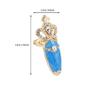 Beaupretty 4 Pcs Finger Nail Rings, Luxury Crystal Rhinestone Fingernails Ring Fashion Crown Knuckle Nail Rings Decoration Tip for Women