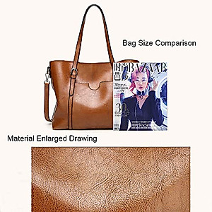 Women’s Tote Organizer Top Handle Satchel Handbags Shoulder Bag Tote Purse Crossbody Bag (Brown)