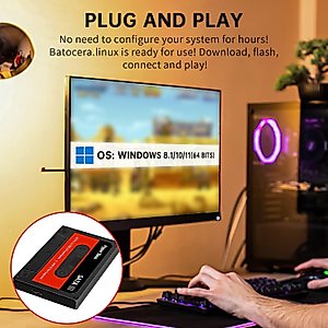 Retro Game Console Made by 500G External Hard Drive, Emulator Console Built-in 48,045 Games, Batocera Game System 62 Emulators Compatible with PSP/ATARI/3DO/MAME, Plug and Play in Windows