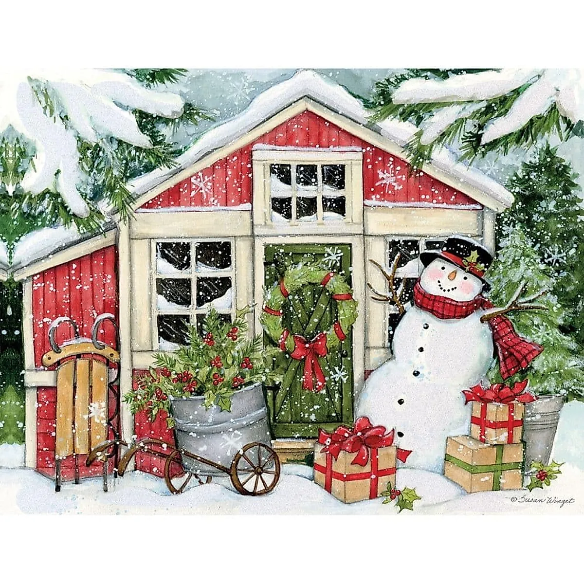 LANG Snowman'S Farmhouse Boxed Christmas Cards (1004896)