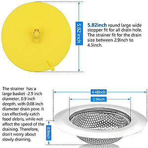 Kitchen Sink Strainer Sink Stopper - Abnaok 2 PCS Sink Strainer Stopper Kit, Universal Silicone Drain Cover, 4.5 Inch Stainless Steel Sink Drain Strainer, Food Catcher for Kitchen Sink