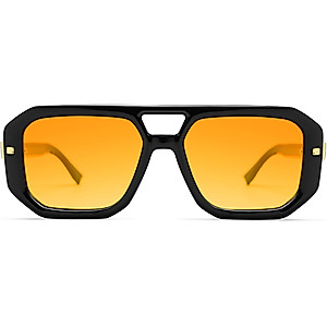 VANLINKER Polarized Vintage Aviator Sunglasses Womens Trendy Square Retro 70s Yellow Tinted Sun Glasses VL9753