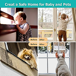Fangze Sliding Glass Door Child Lock - 6 Pack Baby Safety Slide Window Locks for Kids Proof Patio Closet Doors No Drilling Tools Needed