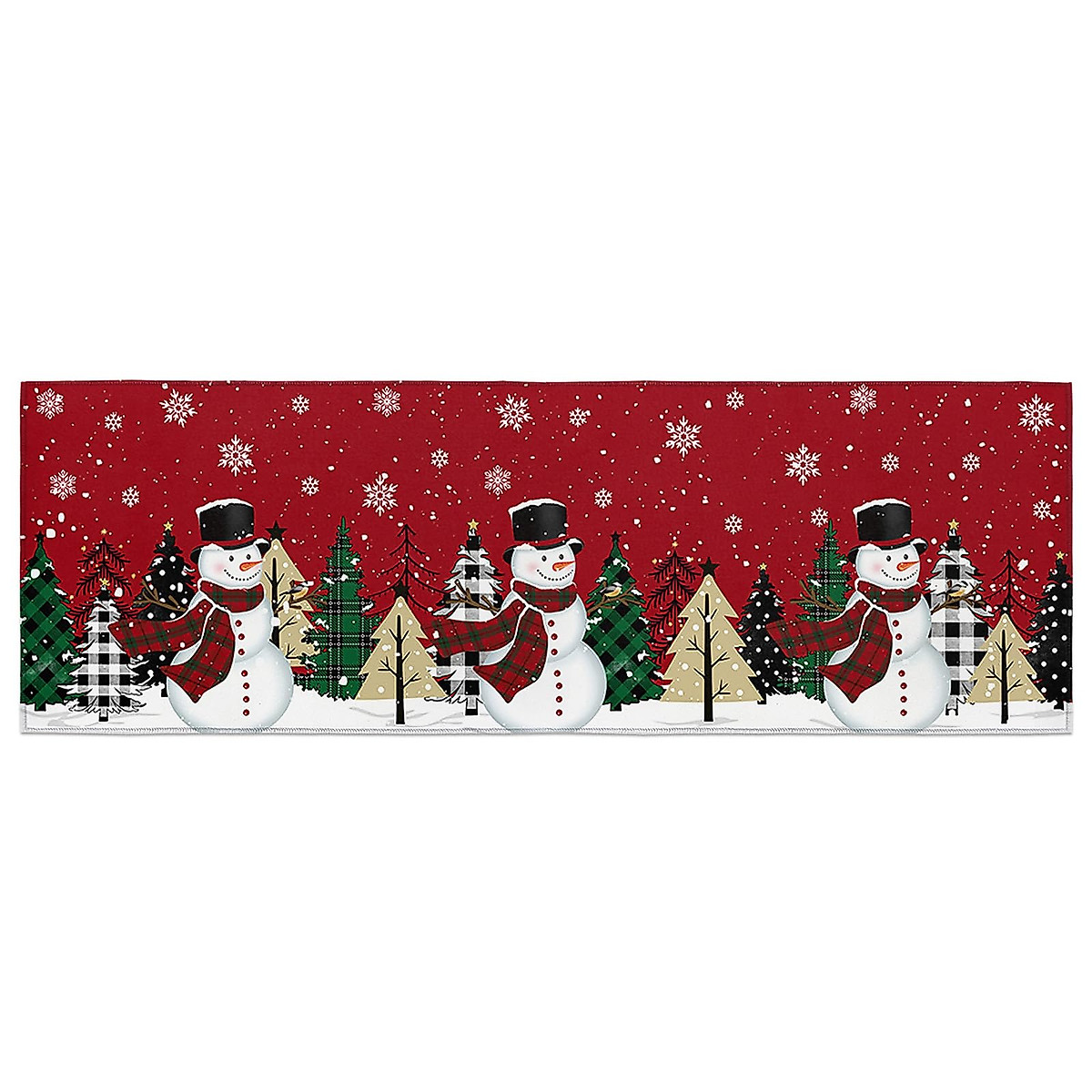Miaklek Christmas Kitchen Rugs Anti Fatigue Mats for Kitchen Floor Cushioned Kitchen Rugs and Mats Non Slip Kitchen Runner Comfort Standing Mat, Cute Snowman Xmas Tree Winter Snowflake Red