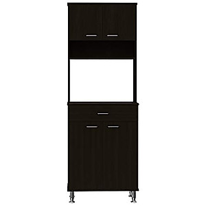 Helis 60 Kitchen Pantry 66,5" H with Microwave Shelf, Two Storage Cabinets, Black