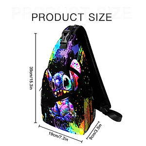 HOCHEPI Cartoon Crossbody Sling Bag Anime Casual Backpack With Keychain Chest Bag Daypack Purses For Women Men Adults Gifts
