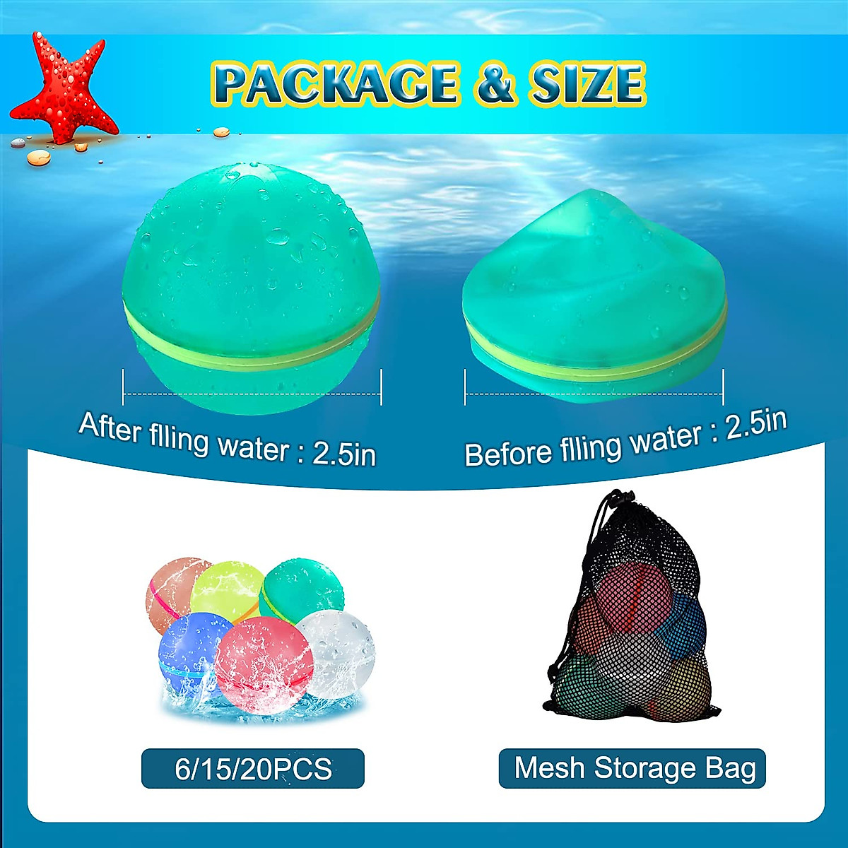 Self Sealing Reusable Water Balloons 15PCS Magnetic Water Balloons Quick Filling Water Balls Toys Silicone Water Splash Ball Water Bomb Cool Toys,Summer Pool Beach Outdoor Toys For Kids Ages 3 4 8 12+