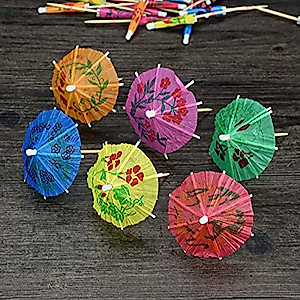 ALINK 144-Pack Cocktail Drink Umbrella Picks, Cupcake Toppers, Luau Parasols Toothpicks for Tropical Hawaiian Tiki Party Decorations
