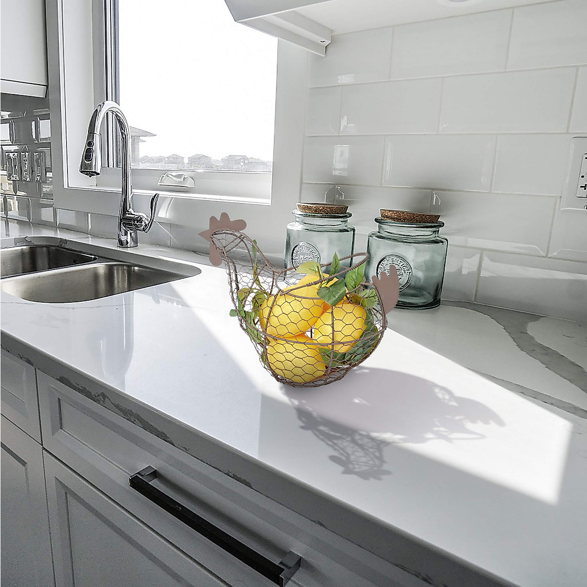 Tag 204829 Farmhouse Chicken Wire Basket, 9.6 x 11.25 x 6.7, Antique Finish