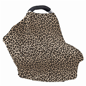 Forchrinse Leopard Cheetah Animal Print Baby Car Seat Canopy for Boys Girls - Soft Nursing Breastfeeding Cover Stroller Cover Baby Car Seat Cover
