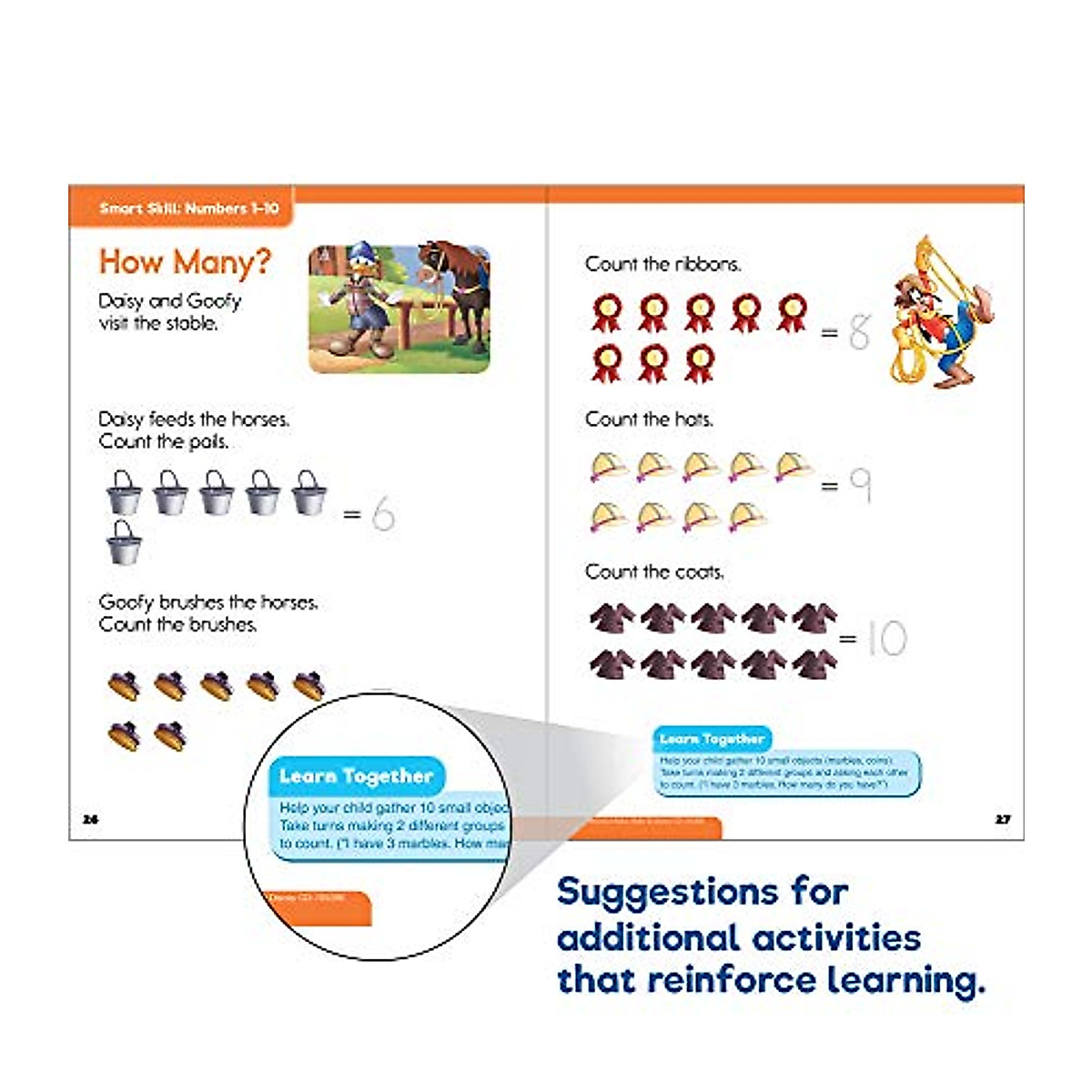 Disney Learning Preschool Basic Skills Workbook―Handwriting, Letter Recognition, Counting, Language Arts and Math Practice for Ages 4-5, Smart Skills Series (64 pgs)