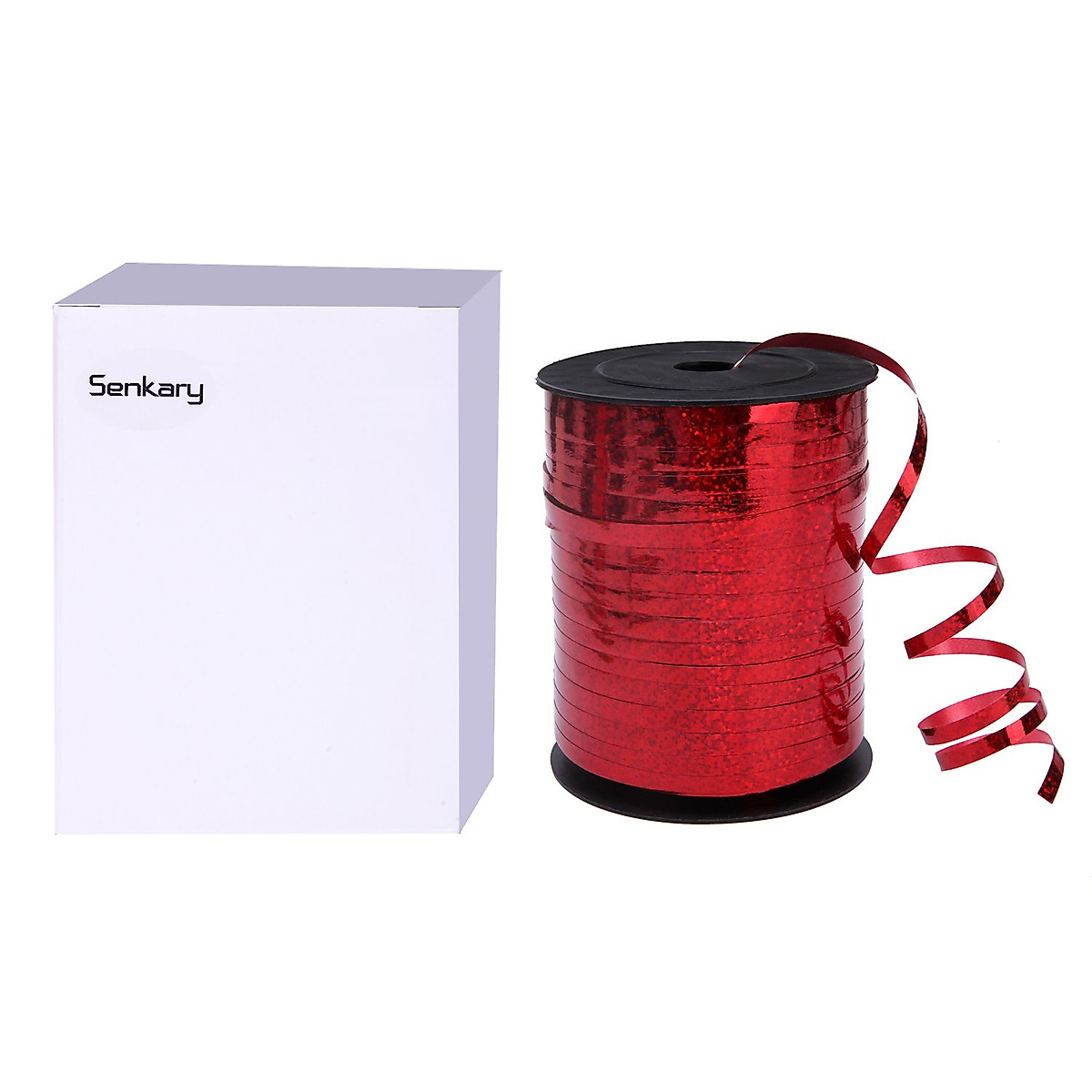 Senkary Crimped Curling Ribbon Metallic Balloon String Ribbon, 5mm Width, 500 Yards (Red)