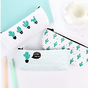 Cactus Striped Makeup Bags Pencil Case for Women Pen Pencil Stationery Storage Pouch Bag Case