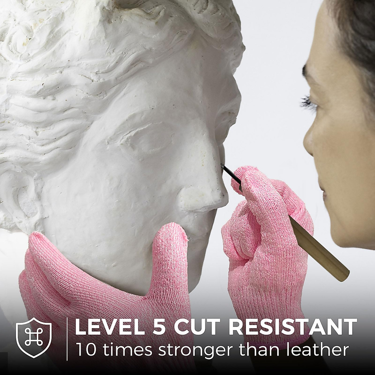 Evridwear 2 Colors 2 Pairs Combo Level 5 Cut Resistant Gloves with Strong Silicone Grip Dots Kitchen Meat cutting Fish Fillet Shucking and Mandolin Slicing Free E-book(M, Pink+Gray)